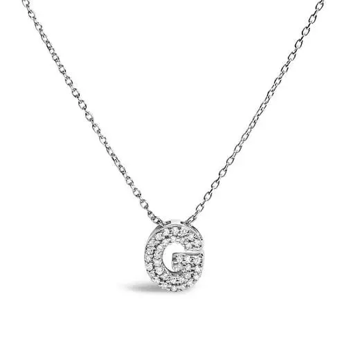 HAUS OF BRILLIANCE 10k Gold Diamond Accent Initial Pendant Necklace - White | G